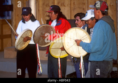 08 94 Yellowknife NWT Canada Traditional Dene drummers2 Stock Photo - Alamy