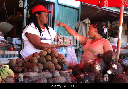 Market vendor at Roseau market, Dominica, Caribbean Stock Photo - Alamy