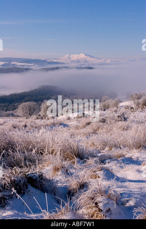 A view of the mountain of Aran Fawddwy above the lake of Creiglyn Dyfi ...