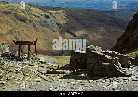 The remains of a quarry on the Old Man of Coniston in the English Lake ...