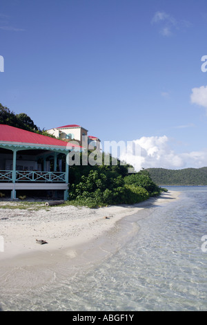 View of Pussers restaurant from jetty on marina cay BVI Stock Photo - Alamy