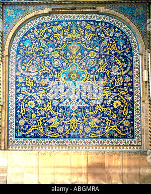 Iran, Semnan, Masjid-i Shah, detail of tile panel in qibla ayvan Stock ...