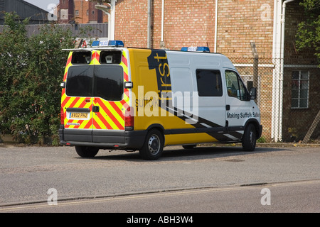 Police operated mobile speed detection camera van parked on a motorway ...