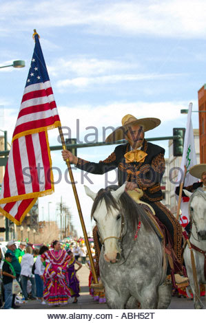 Mexican vaquero (cowboy) on horseback at the Latin festival Stock Photo ...