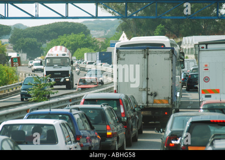Motorists stuck in grid lock traffic jam on Italian toll road heading ...