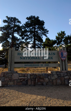 Entering sign in Rocky Mountain National Park, Colorado State Stock ...