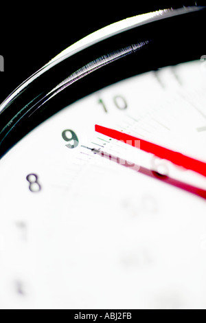 Needle pointing to weight on dial of weighing scale Stock Photo - Alamy