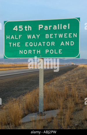 The 45th parallel sign in Wyoming in United States Stock Photo - Alamy