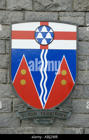 The coat-of-arms of the Yukon Territory at the Confederation Fountain ...