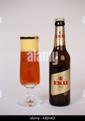 Bottle and glass of Eku 28 beer Kulmbach Germany Stock Photo - Alamy