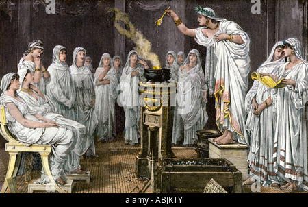 A Vestal Virgin, priestess of Vesta, goddess of the hearth in ancient ...