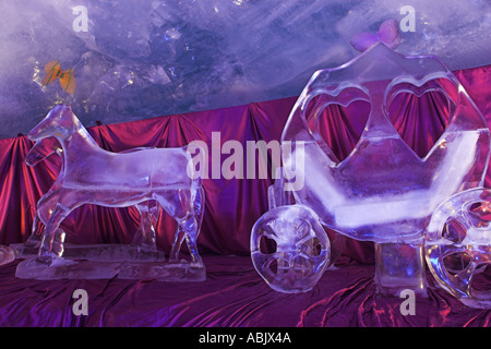 Switzerland Valais Zermatt Ice sculpture on display in the Klein ...