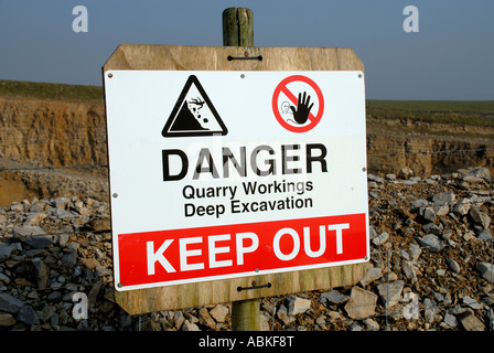 Danger quarry workings sign 2 Stock Photo - Alamy