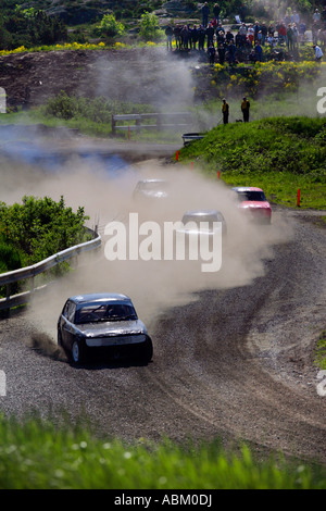 Raising clouds of dust Folkrace banger racing Cars curve through ...