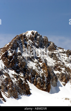 Snowy mountain peak is a part of the Sawtooth Mountain range in Idaho ...