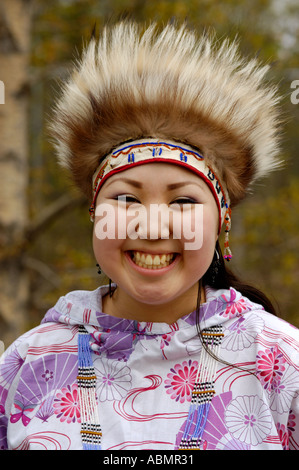 Alaska, Anchorage, Yupik dancer, Alaskan Native Heritage Center Stock ...