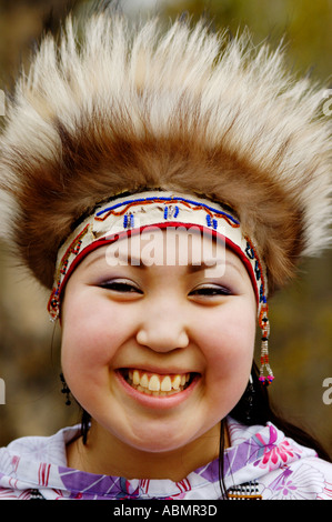 Alaska, Anchorage, Yupik dancer, Alaskan Native Heritage Center Stock ...