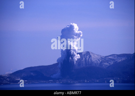 Eruption of volcano Mt Usu Hokkaido Japan March 31st 2000 beside Lake ...