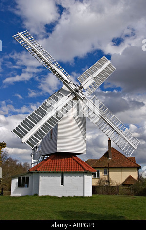 The Post Mill windmill at Thorpeness village, Suffolk, England, UK ...