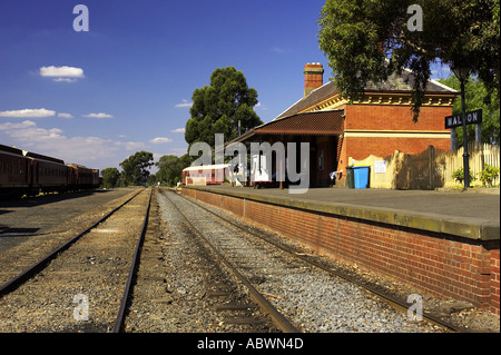 The platform of the Historic Maldon Railway station on the Victorian ...