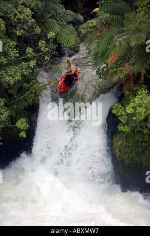 Kayaking the 7 metre Tutea falls on the Kaituna River Rotorua New ...