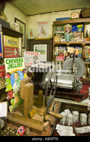 Museum display of 1920s village shop with toys and food for sale Wales ...