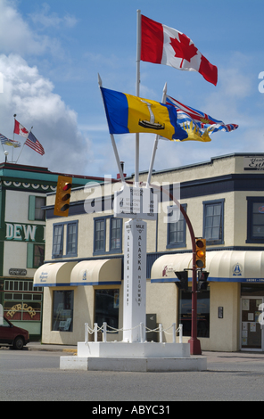 Alaska Highway Mile 0 signpost Dawson Creek Northeastern British ...