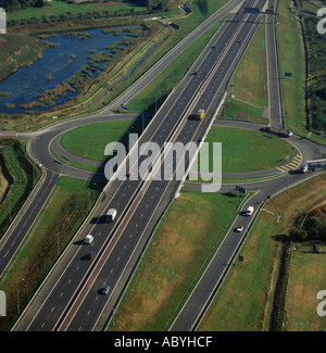 Junction and roundabout on M4 motorway UK aerial view Stock Photo - Alamy