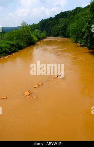 Little Conemaugh River near Johnstown Pennsylvania PA filled with iron ...