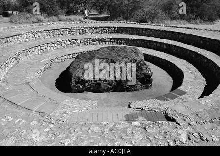 The largest meteorite in the world at Grootfontein, Namibia. White girl ...