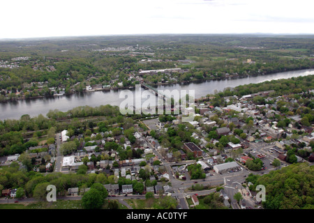 Aerial view of Lambertville on the Delaware River, New Jersey, U.S.A ...