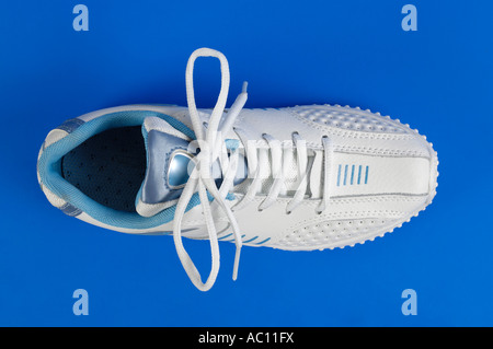 Blue running shoe isolated on white background Stock Photo - Alamy