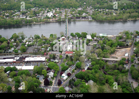 Aerial view of New Hope, Pennsylvania, Lambertville, New Jersey and ...