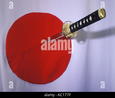 a sword with a red flag Stock Photo - Alamy