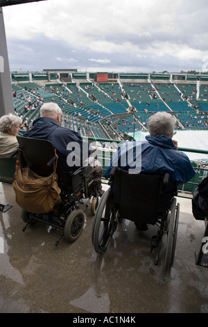 row of disabled spectator at Wimbledon tennis Championship UK Stock ...
