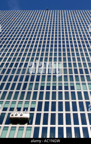 Close-up of Skyscraper Tower with cleaning platform at City of Jakarta ...