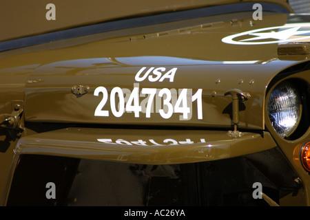 VEHICLE NUMBER USA ARMY JEEP HORIZONTAL BAPDB7693 Stock Photo - Alamy