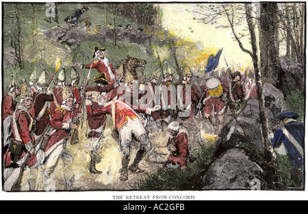 The British retreat from Lexington, Massachusetts, 1775 Stock Photo ...