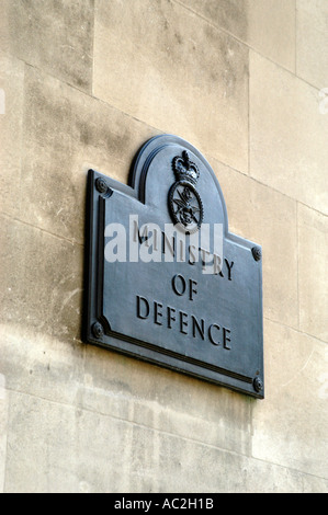 London, England, UK. Ministry of Defence - plaque outside the south ...