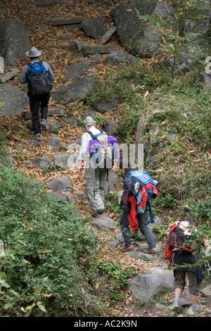 Hikers on the path to Savogno, Sondrio, Italy Stock Photo - Alamy