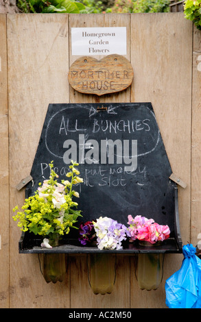 An honesty stall selling plants and flowers, Bryher, Isles of Scilly ...