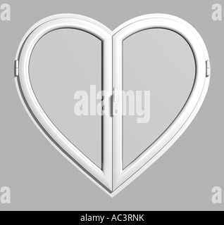 Heart-shaped uPVC window Stock Photo - Alamy
