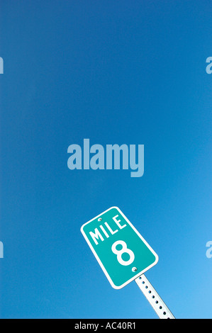 8 eight mile distance marker sign on freeway highway Stock Photo - Alamy