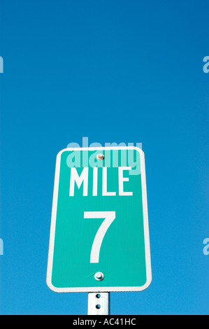 7 seven mile distance marker sign on freeway highway number Stock Photo ...