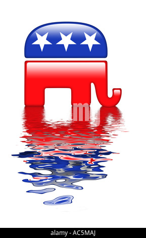 Composition of us republican party elephant design in red and blue with ...