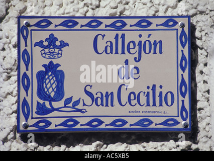 Spain, Andalusia, Granada, street sign 'San Jeronimo', pilgrimage route ...