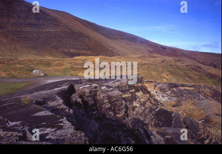 A625 road, beneath Mam Tor, near Castleton, destroyed by a landslip ...