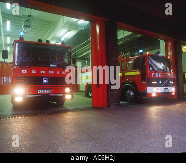 Fire Engines on Fire Station in Engine House Stock Photo - Alamy