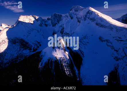 aerial view of the Canadian Rockies along Continental Divide in Banff ...