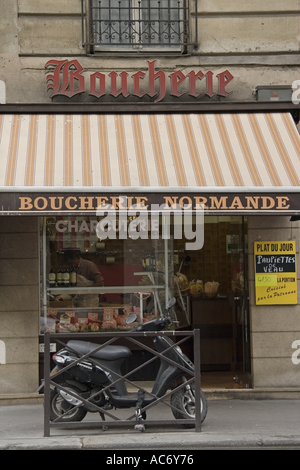 Paris butcher shop - a meat shop (boucherie) at Allegri farm market in ...